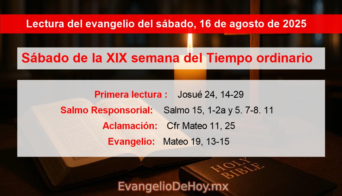 Lectura del 16 de agosto de 2025 (Lectura & Evangelio & Reflexión)